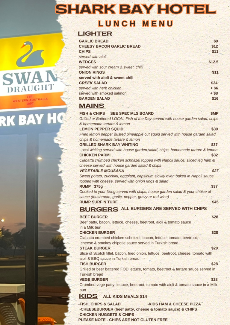 Menu | Shark Bay